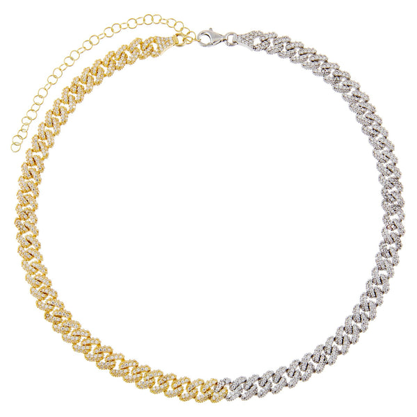Pavé Two Tone Chain Link Choker | Adina Eden Jewels