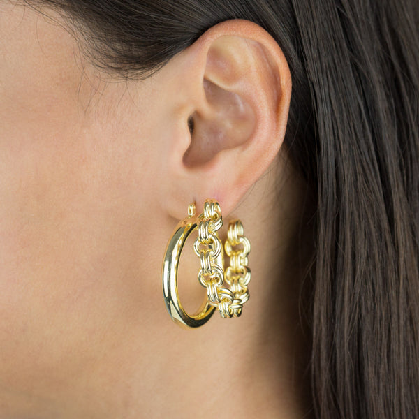 Chunky Rolo Chain Hoop Earring | Adina Eden Jewels