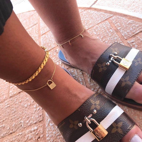 Gold Lock Anklet | Adina Eden Jewels