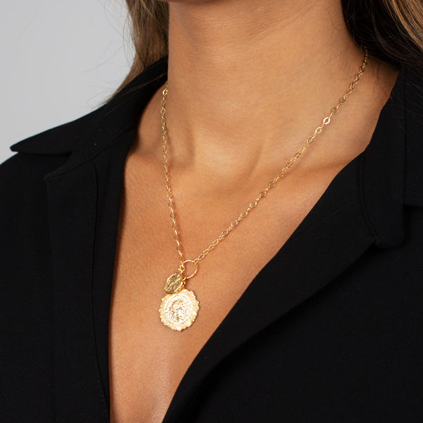 Gold Double Coin Necklace | Adina Eden Jewels